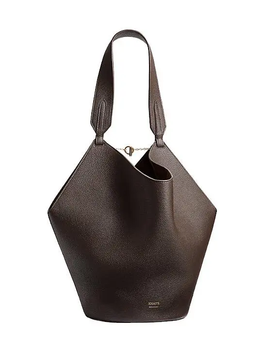 Khaite Small Lotus Leather Tote Bag - Dark Brown