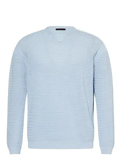 Emporio Armani Textured Cotton-knit Jumper - Subdued Blue