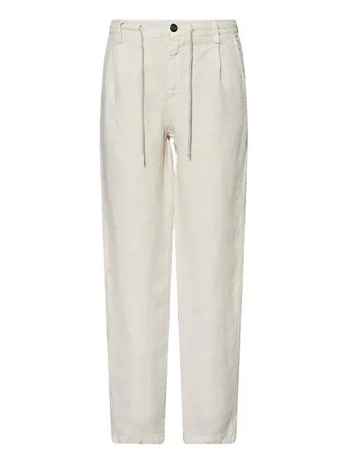 Eleventy Tapered-leg Linen Trousers - Sand