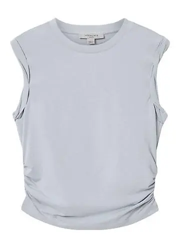 ALLSAINTS West Ruched Stretch Top - High Rise Blue