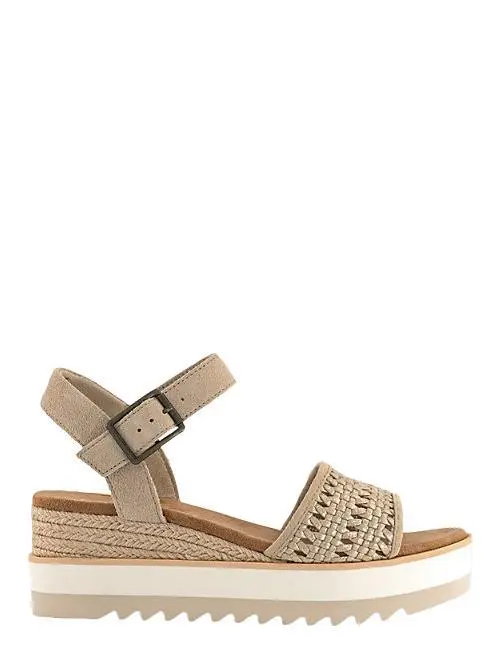 Toms Diana Woven Wedged Sandals - Champagne Metallic Baske
