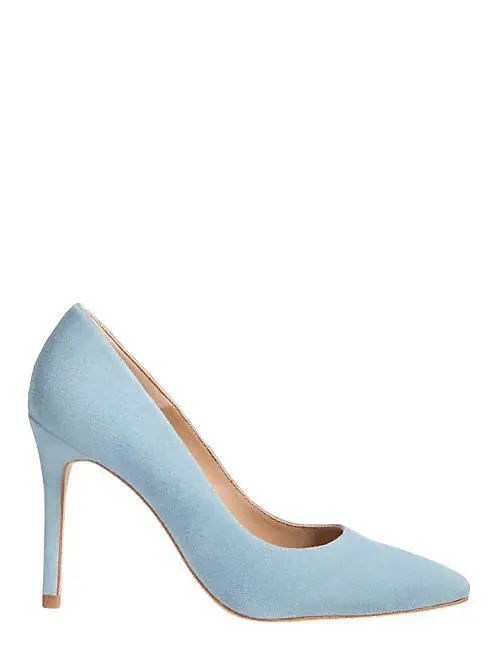 LK BENNETT Fern Suede Heeled Courts - Blu-powder Blue