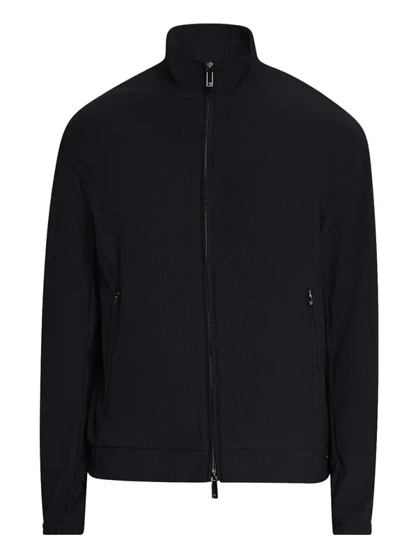 Emporio Armani Nylon Stretch Ribbed Bomber Jacket - Black
