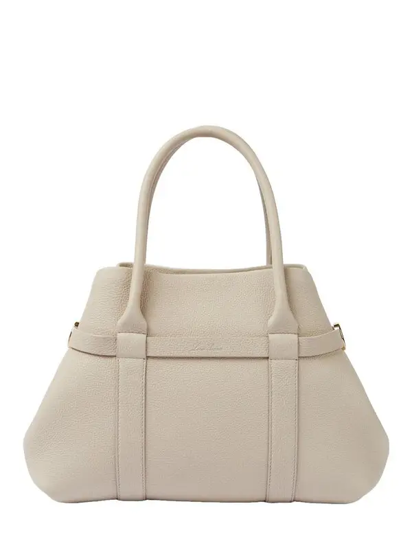 Loro Piana Ghiera Small Leather Tote Bag - Beige
