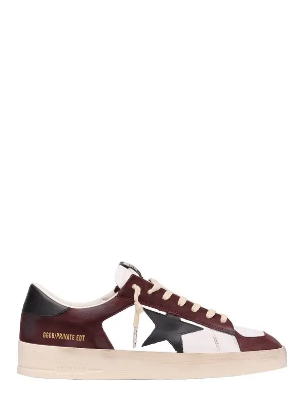 Golden Goose Stardan Leather Low-top Sneakers - White/burgundy/black