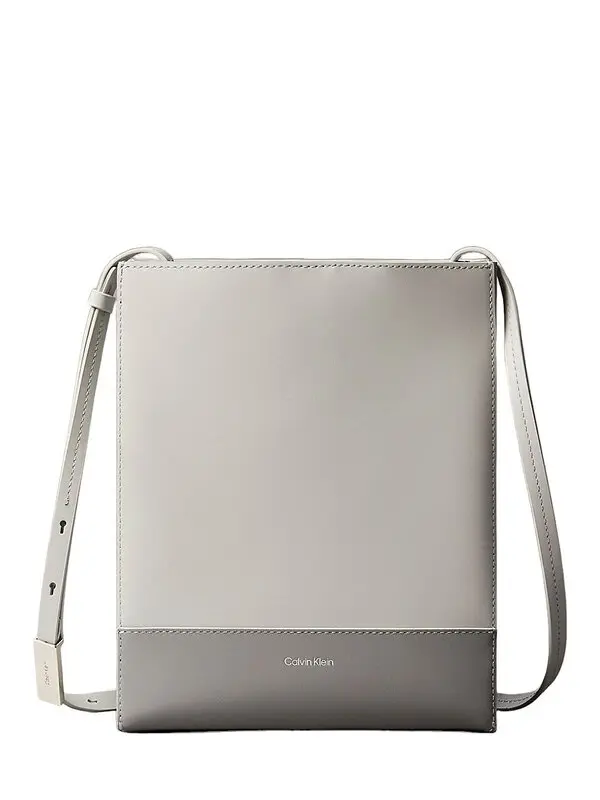 Calvin Klein Line Leather Crossbody Bag - Mirage Gray
