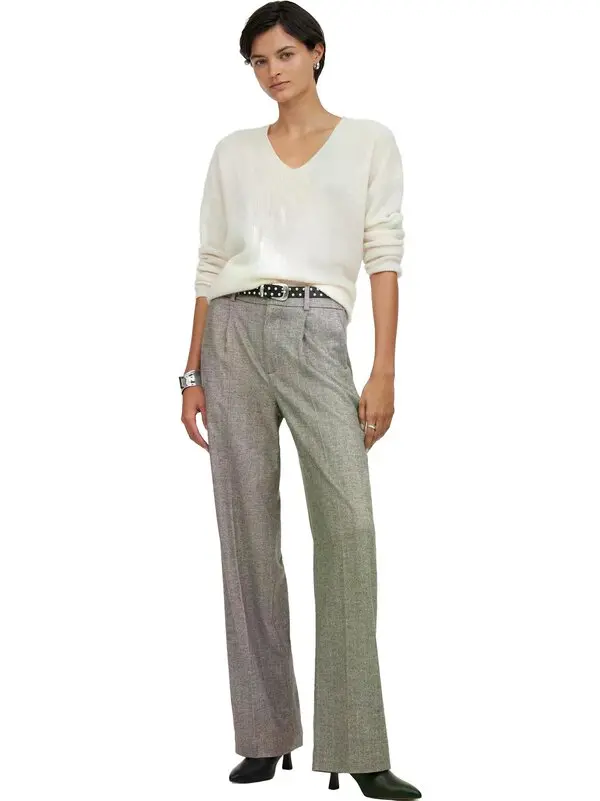 Madewell Tall Slouchy Straight Pants In Herringbone Italian Fabric - Slate Grey Herringbone
