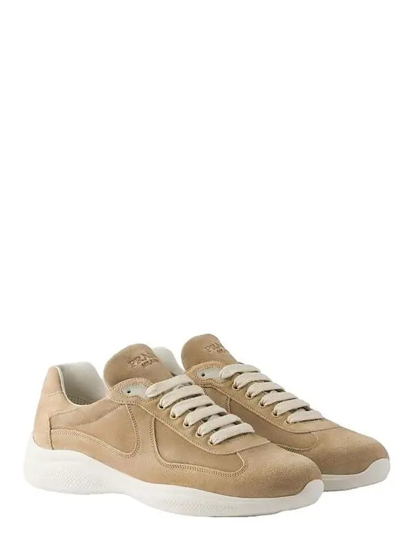 Prada America's Cup Suede Sneakers - Ecru