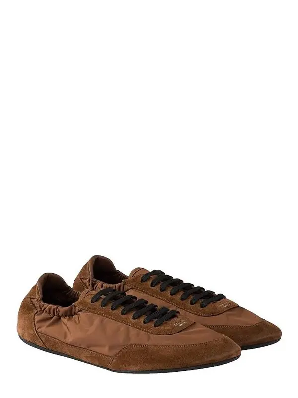 Prada Re-nylon And Suede Sneakers - Brown