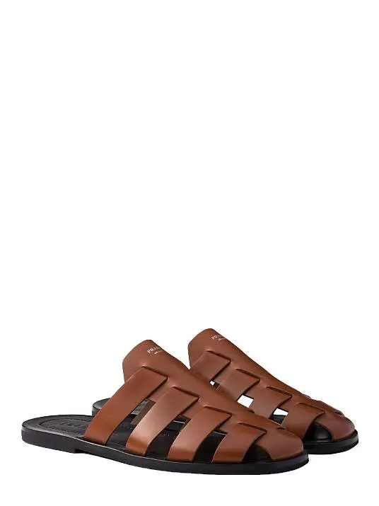 Prada Leather Mules - Brown