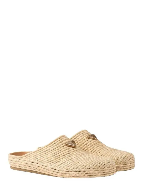 Prada Raffia Mules - Neutral