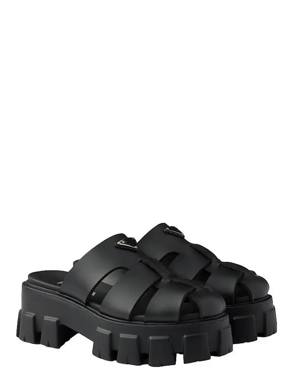 Prada Monolith Rubber Mules - Black