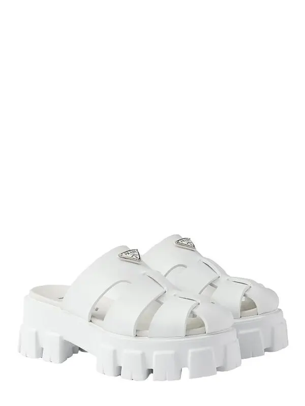 Prada Monolith Rubber Mules - White