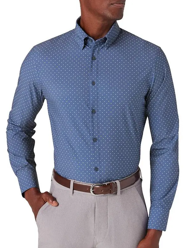 Mizzen+main Leeward Long Sleeve Dress Shirt - Coastal Fjord Dot