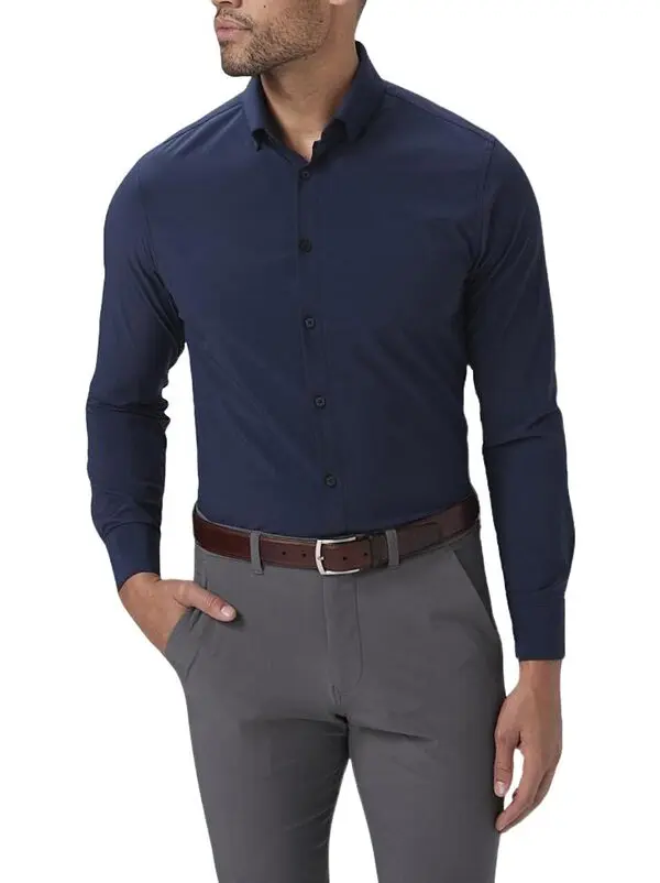 Mizzen+main Leeward Long Sleeve Dress Shirt - Solid Navy