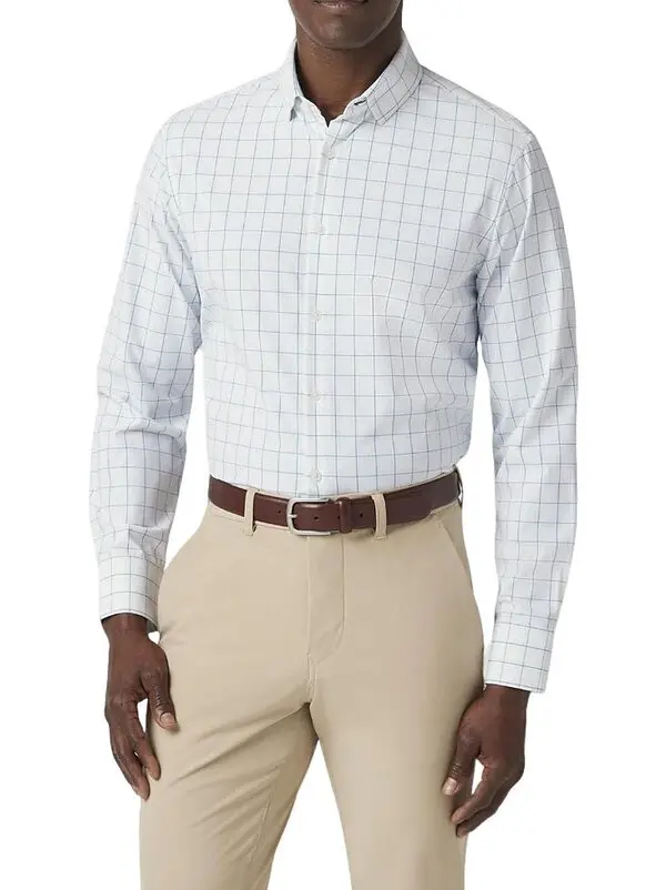 Mizzen+main Leeward Long Sleeve Dress Shirt - White Modern Tattersall
