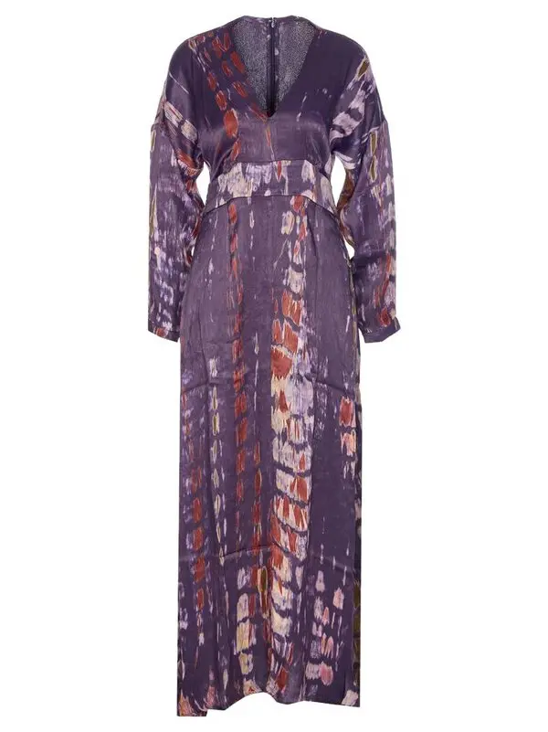 YAVI Printed Long Dress - Purple