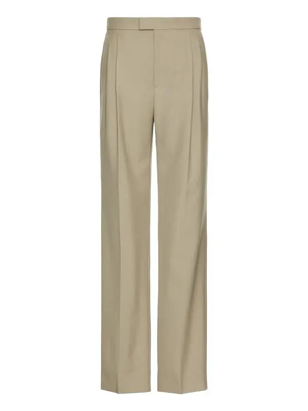 Valentino Garavani Pleated Virgin Wool Pant - Grey Mud