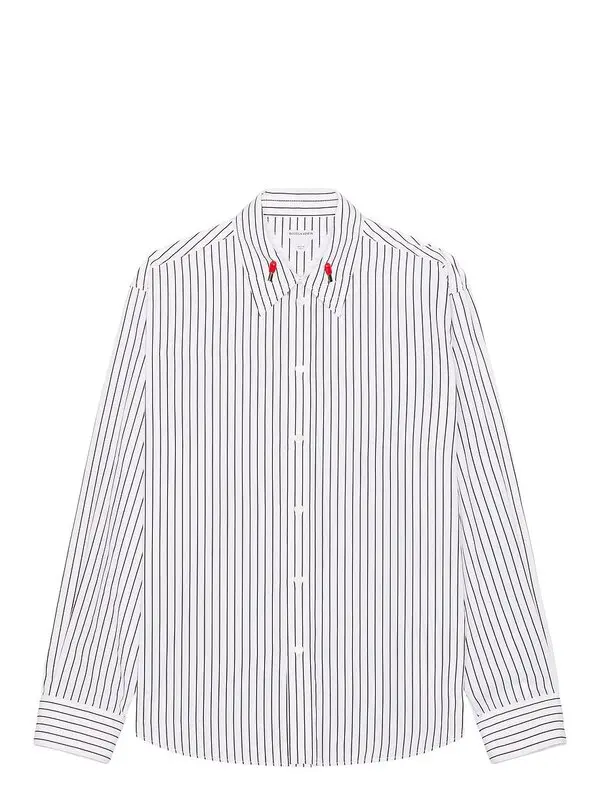 Bottega Veneta Matches Pinstripe Poplin Shirt In White - White & Black