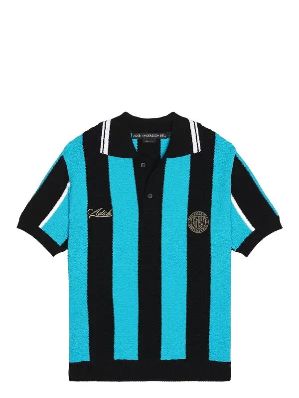 Andersson Bell Stripe Soccer Polo Sweater In Black - Blue
