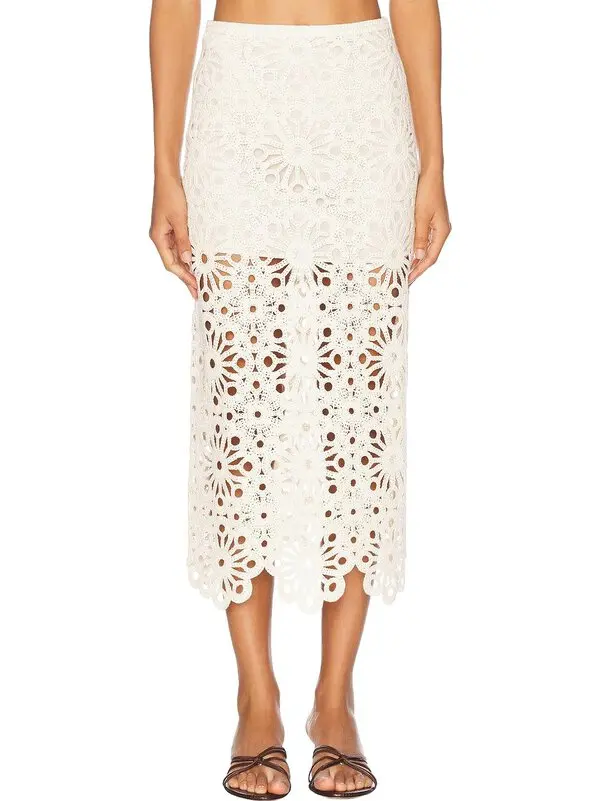 L'academie By Marianna Shay Midi Skirt - Beige