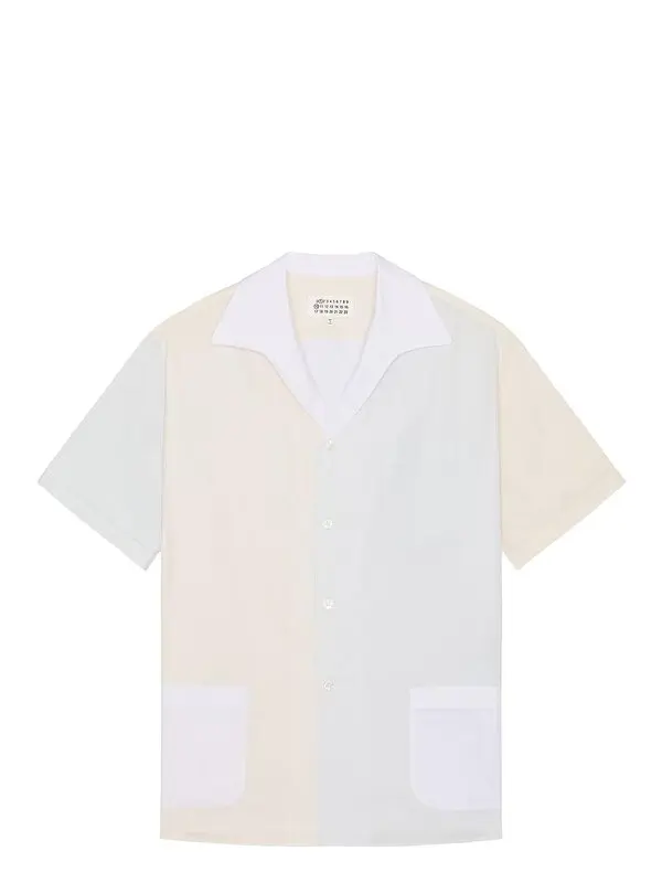 MAISON MARGIELA Short-sleeved Shirt In White - White  Cream  & Light Blue
