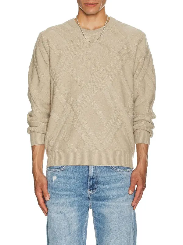 SEROYA Joseph Grid Cable Sweater - Tan