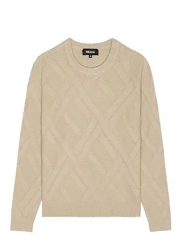 SEROYA Joseph Grid Cable Knit Sweater - Tan