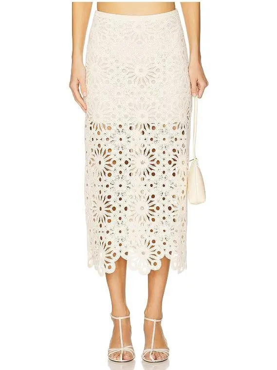 L'academie By Marianna Shay Midi Skirt - Beige