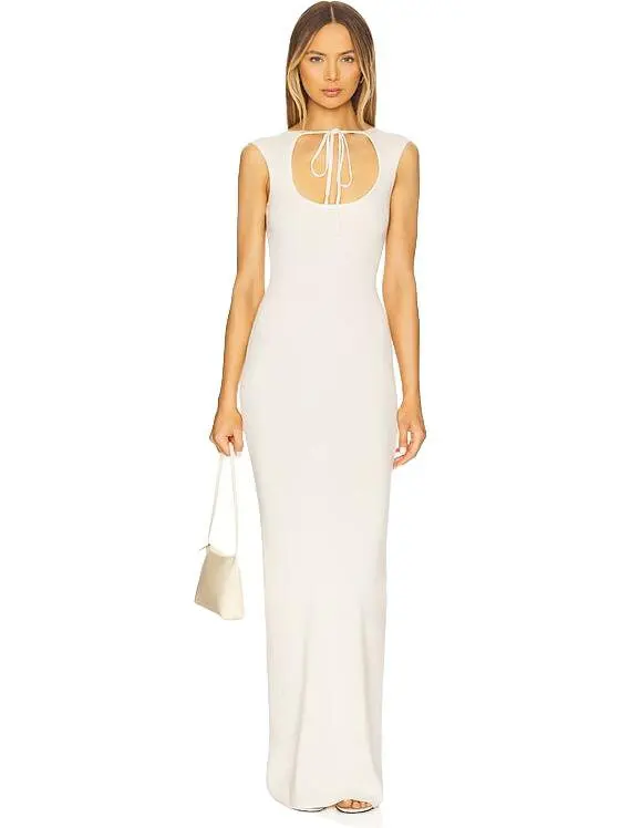 AYA MUSE Tied Cut Out Maxi Dress - Off White