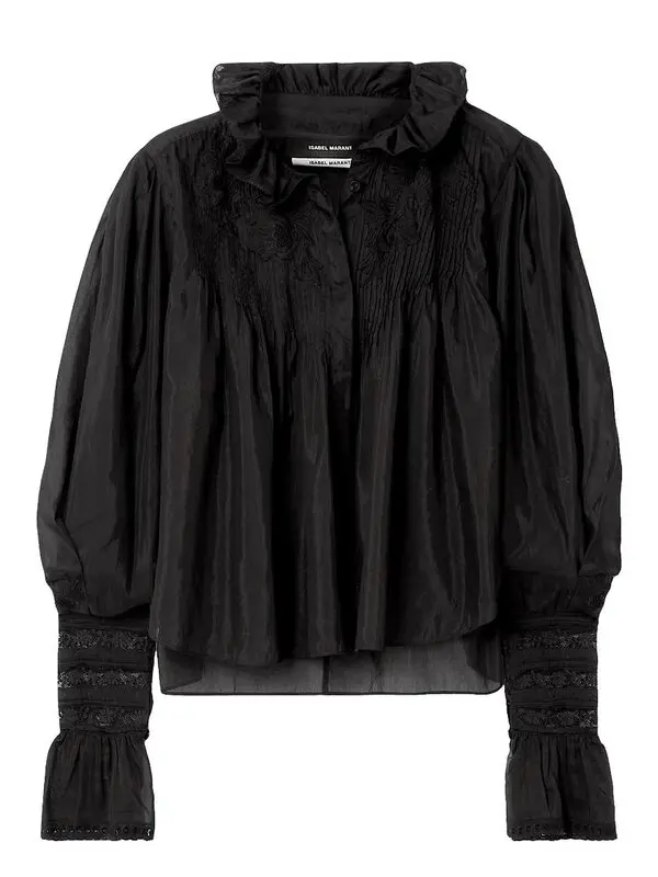 Isabel Marant Ginette Lace-trimmed Blouse - Black