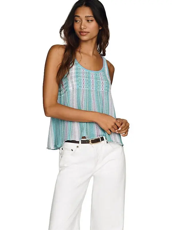 Maeve Scoop-neck Striped Tank Top - Blue Stripe