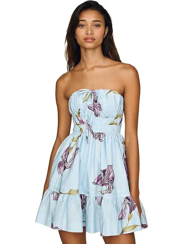 THE SOMERSET COLLECTION BY ANTHROPOLOGIE Strapless Mini Dress - Purple Floral