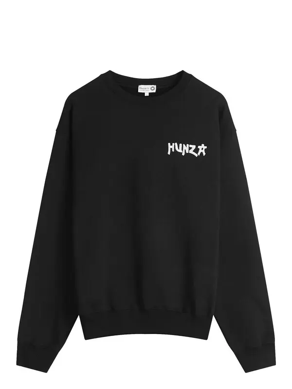 Hunza G 80s Logo Embroidered Crewneck - Black