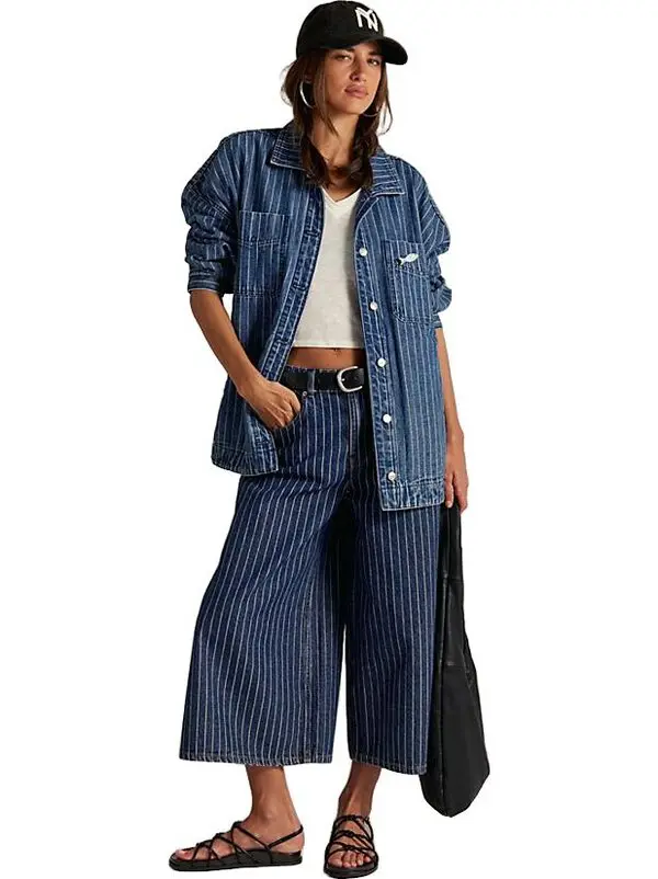 Free People We The Free High Top Culottes - Pinstripe