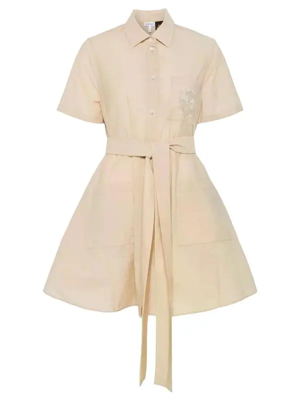 Loewe Anagram-motif Mini Dress - Neutrals