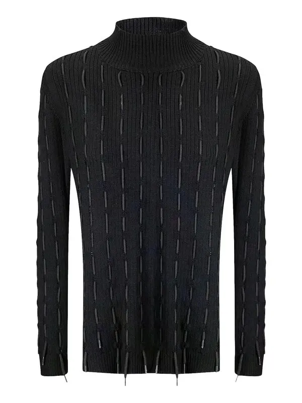 INSTITUTION Ribbed Turtleneck Sweater - Black