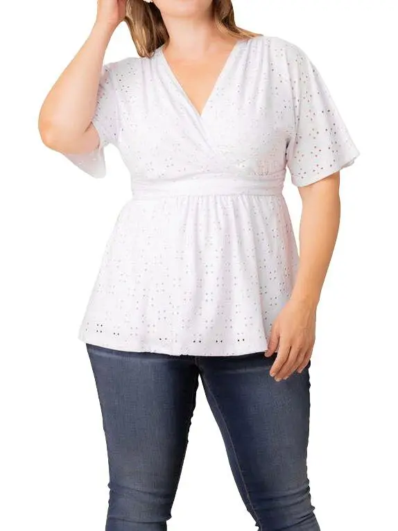 KIYONNA Sunny Day Eyelet Wrap Top - White