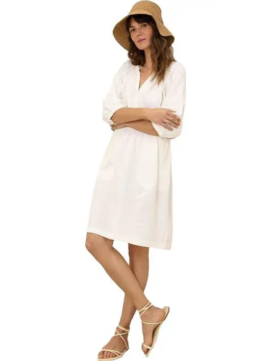 PACT Organic Cotton Coastal Double Gauze Peasant Dress - Sea Salt