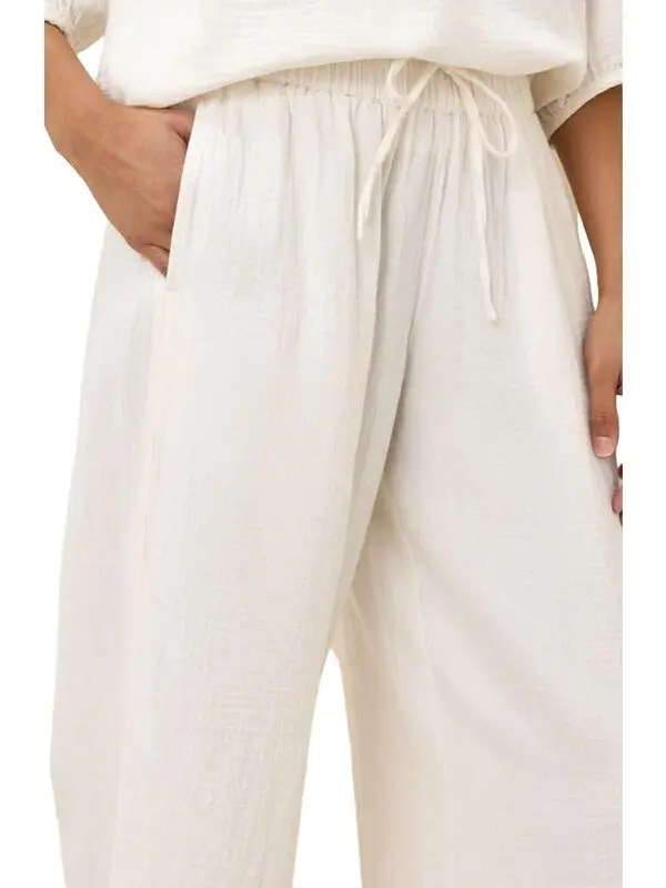 PACT Organic Cotton Coastal Double Gauze Split Hem Pant - Sea Salt