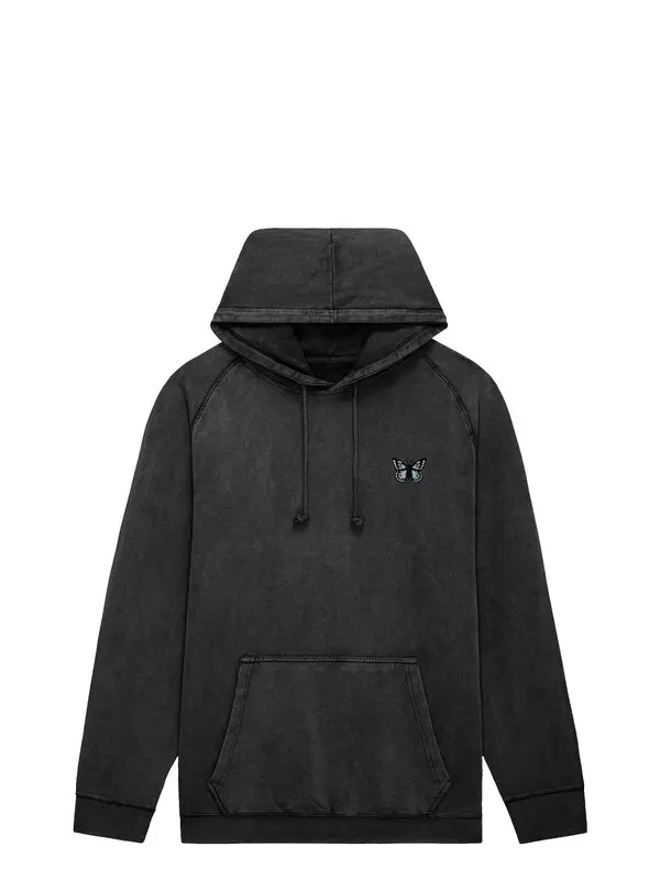 DALIX Butterfly Mineral Washed Hoodie - Black