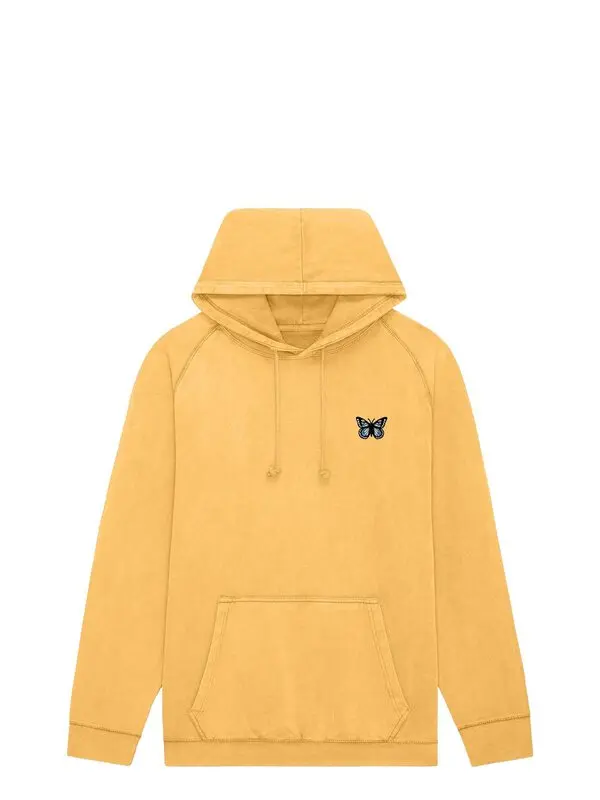 DALIX Butterfly Mineral Washed Hoodie - Mustard