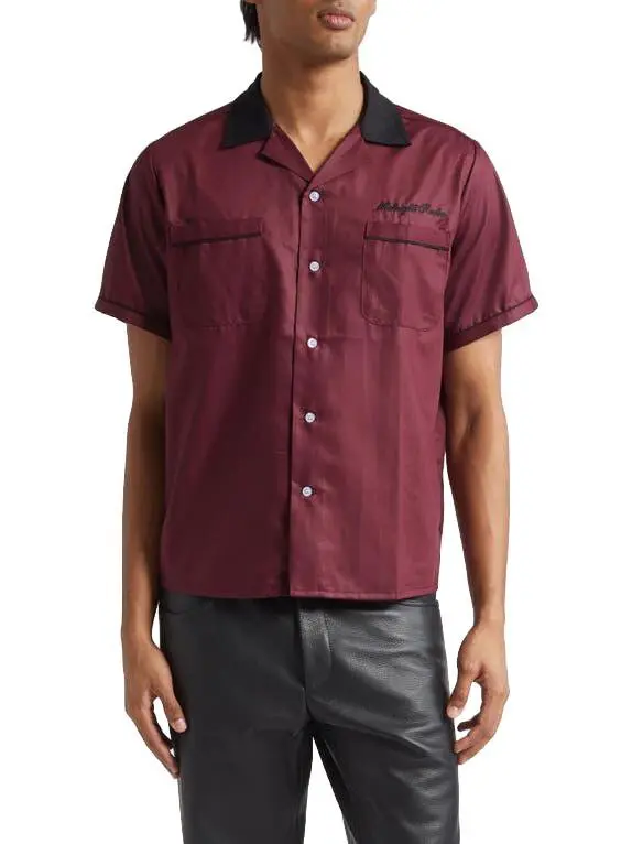 MIDNIGHT RODEO Chain Stitch Piped Voile Camp Shirt - Cherry