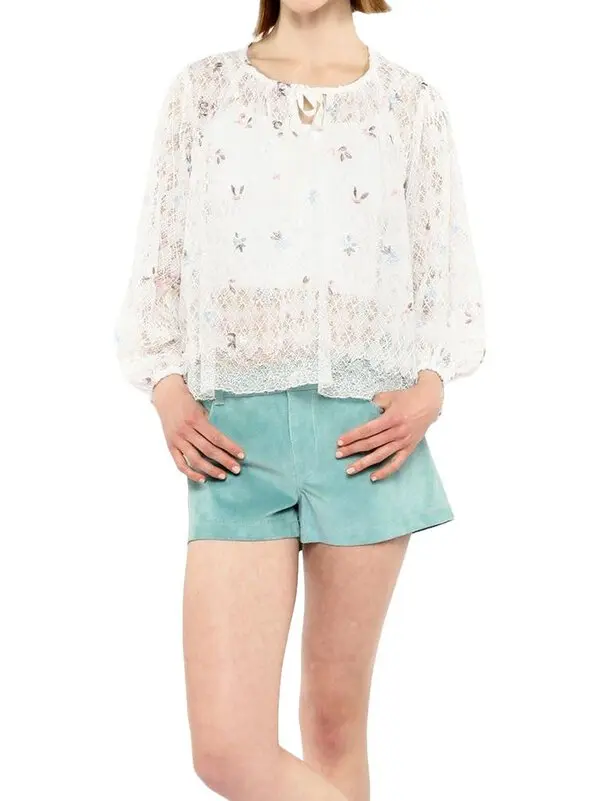 Anna Sui Embroidered Lacey Trellis Blouse - White Multi