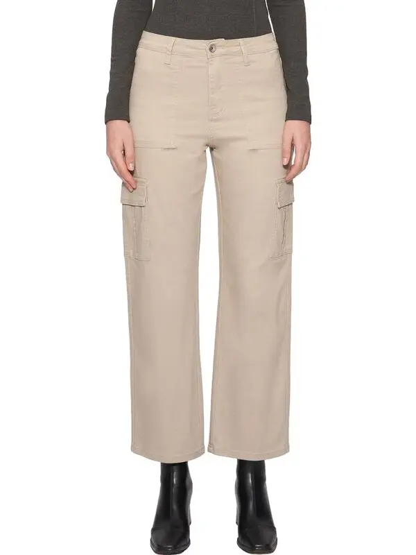 BAYEAS Angel High-waist Ankle Cargo Pants - Stone