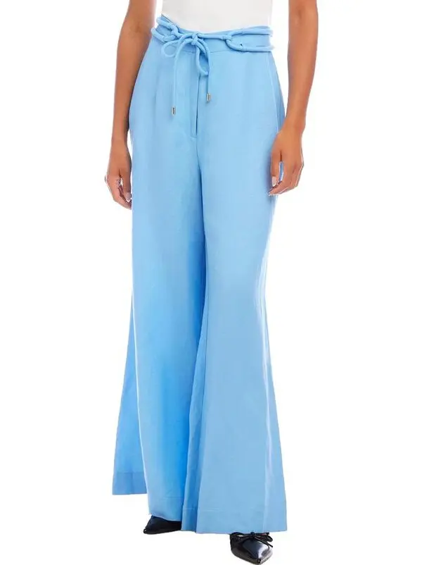 Fifteen Twenty Jana Linen-blend Wide-leg Pants - Lake