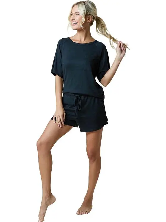 SOFTIES Dream Slouchy Tee And Short Lounge Set - Black