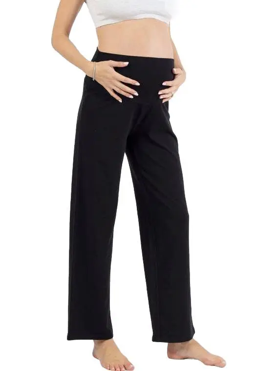 ANGEL MATERNITY Straight-cut Lounge Pants - Black