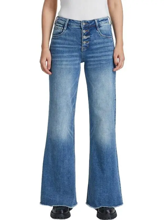 BAYEAS Mid-rise Wide-leg Jeans - Blue Lotus