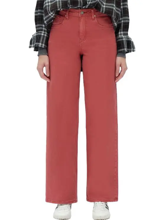 BAYEAS Flora High Rise Straight Jeans - Raspberry